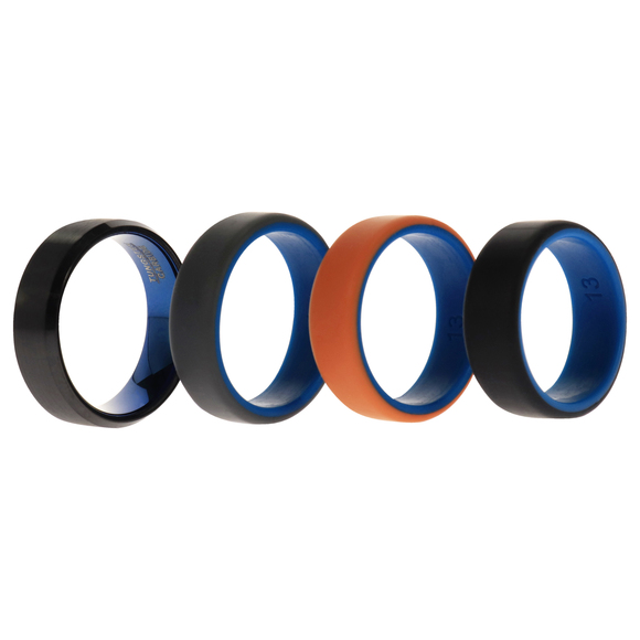 ROQ | Accessories | Silicone Wedding Twin Beveled 8mm Ring Set Black By ...